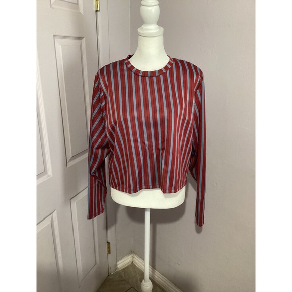 Zara | Tops | Zara Wb Collection Red And Blue Stripe Long Sleeve Blouse ...